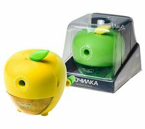 Hatber Точилка Механическая с 1-м отверстием, яблоко, в блистере, зелёного цвета.