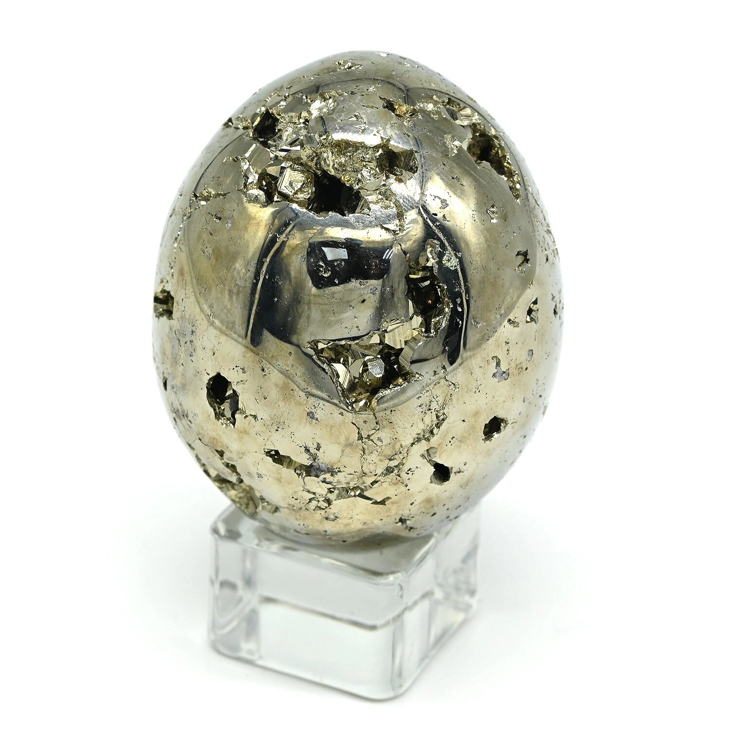 Яйцо из пирита коллекционное "Искра" 45*45*56мм, 274г .