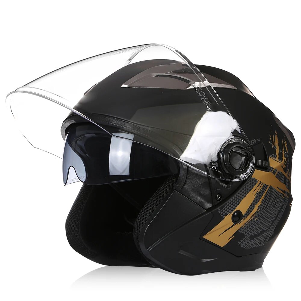 Одобренный DOT мотоциклетный шлем с открытым лицом и двойной линзой, крутой Casco Moto, четыре L, 1
