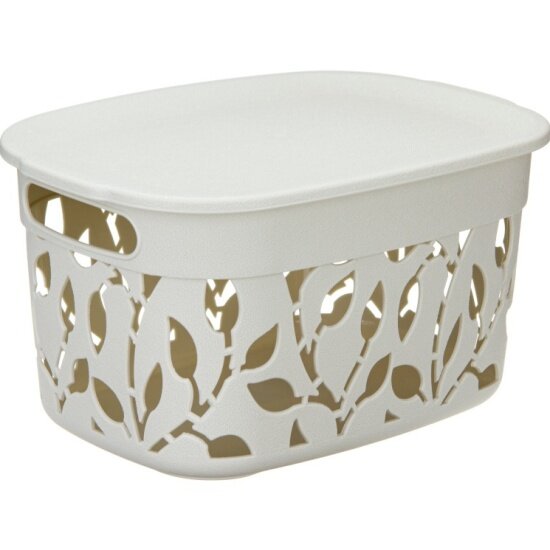 Коробка Idea флора 5,5л с крышкой М 2362 белый ротанг