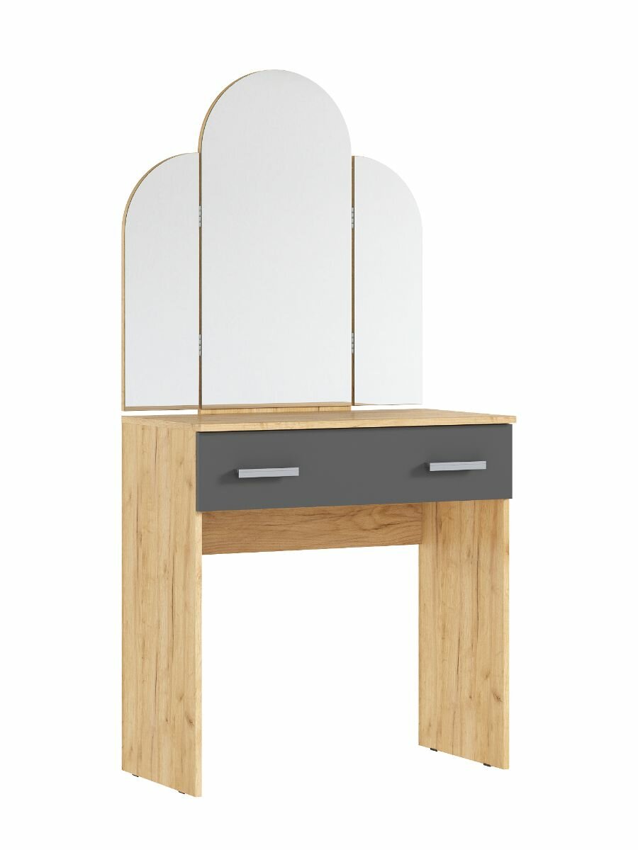 Туалетный стол (трельяж) Бася 800х1625х446 Дуб крафт/Графит, с выдвижным ящиком, зеркалом, МИФ