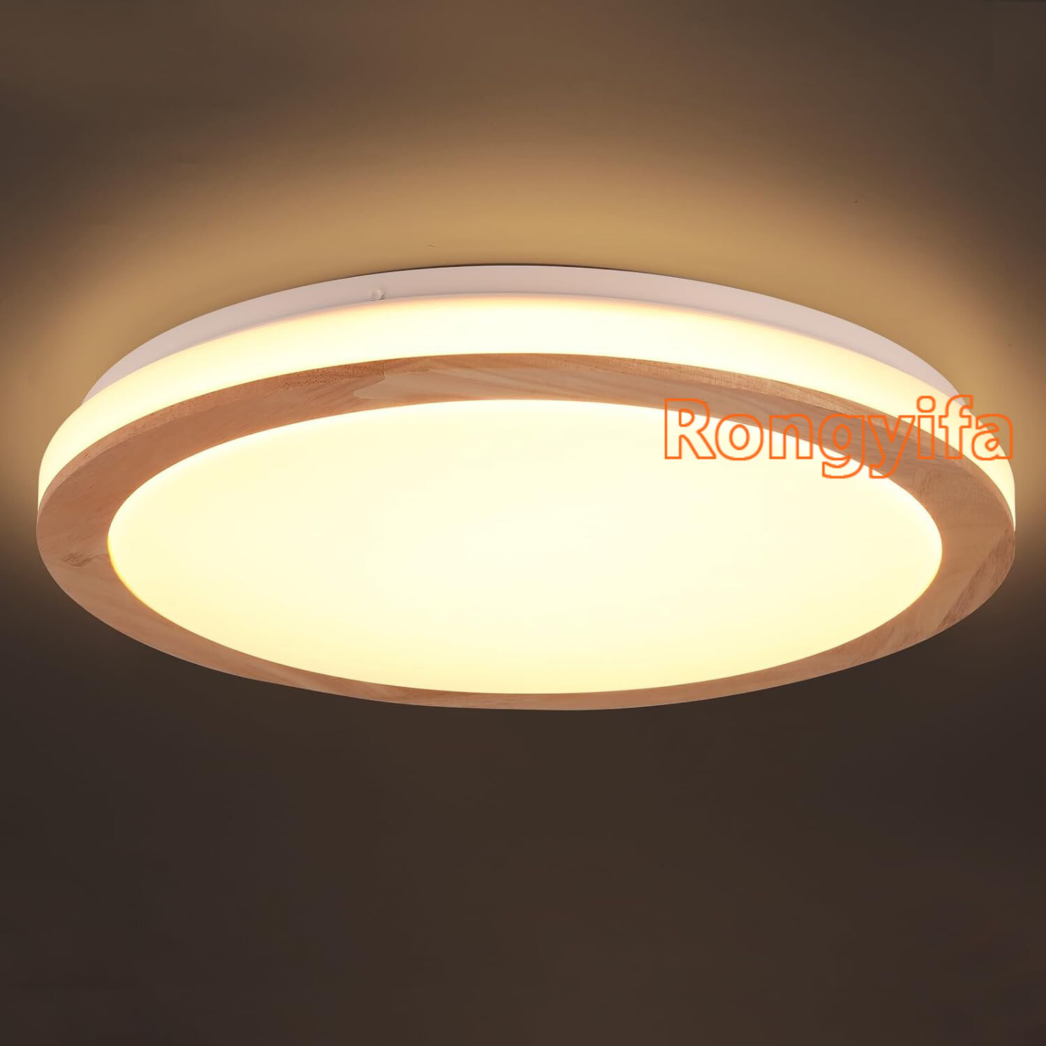 Креативный потолочный светильник из металла и дерева, светодиодный, белое, спальня, 40 см, теплый свет, 3000 К, 36 Вт