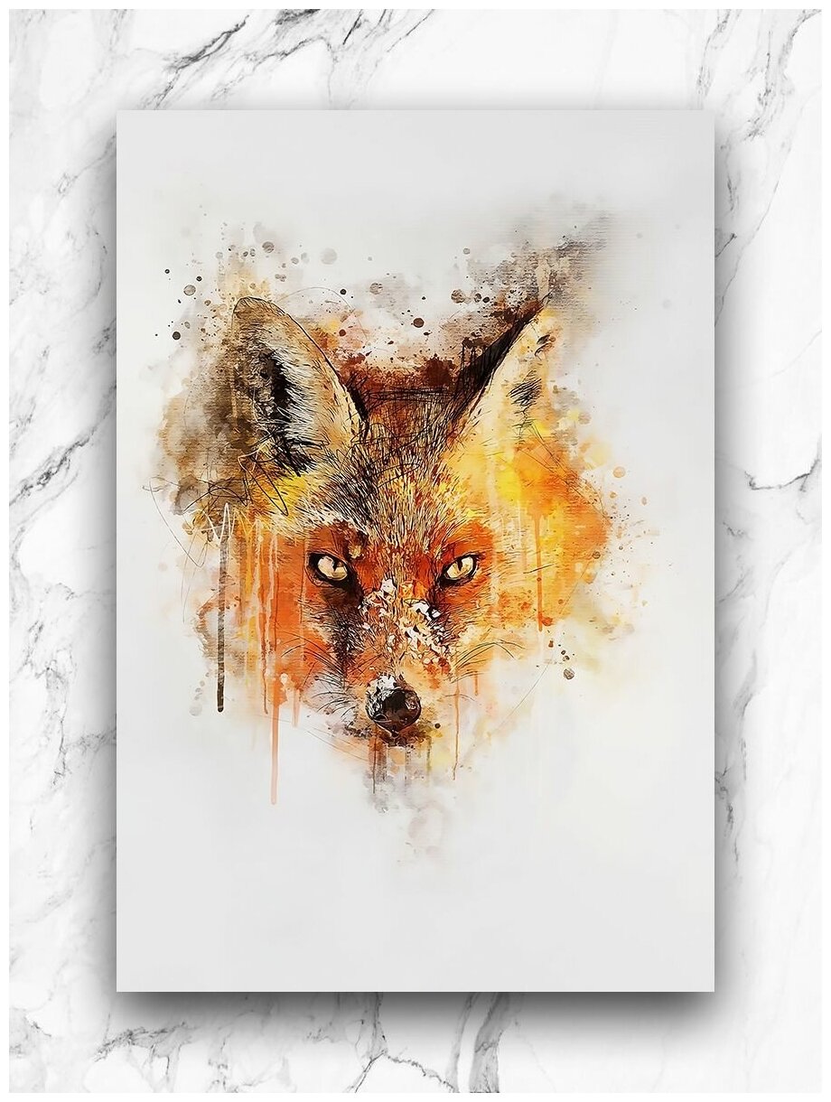 Картины для интерьера на холсте 40х60 см/ Лиса / Акварель