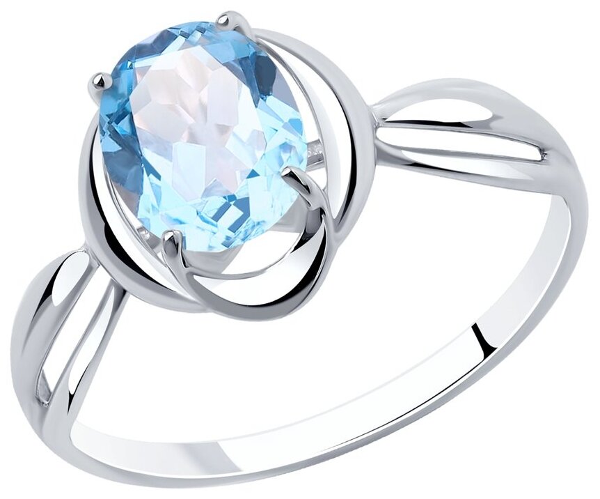 Кольцо, серебро, 925 проба, топаз