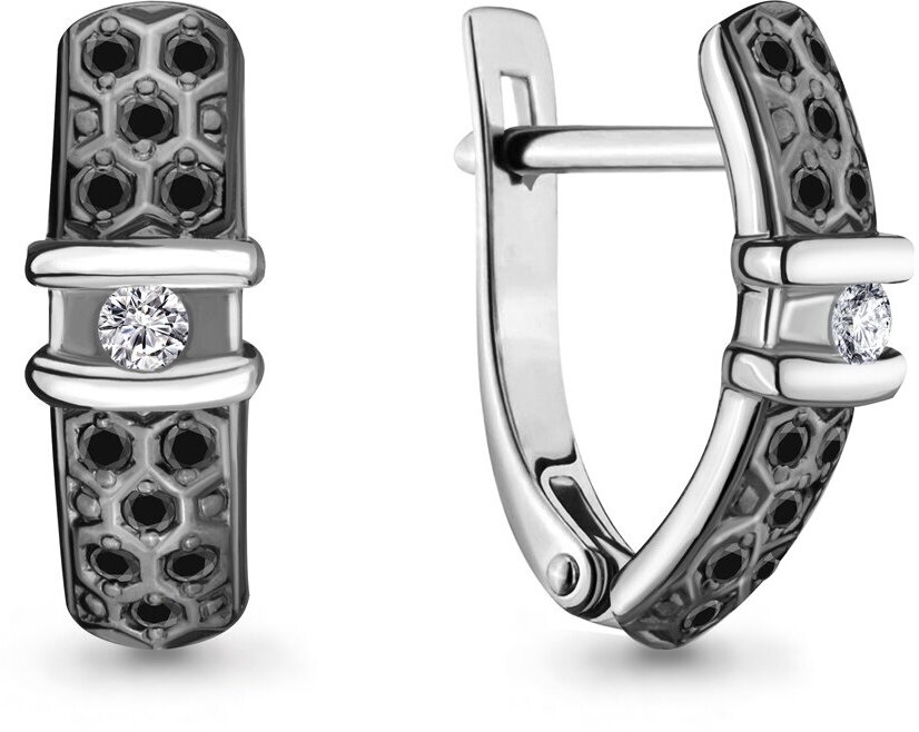 Серьги, белое золото, 585 проба, бриллиант