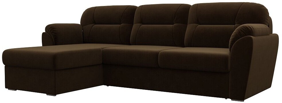 Угловой диван Бостон Luxe Коричневый Вельвет, дельфин, 290х165х90 см, с ящиком для белья