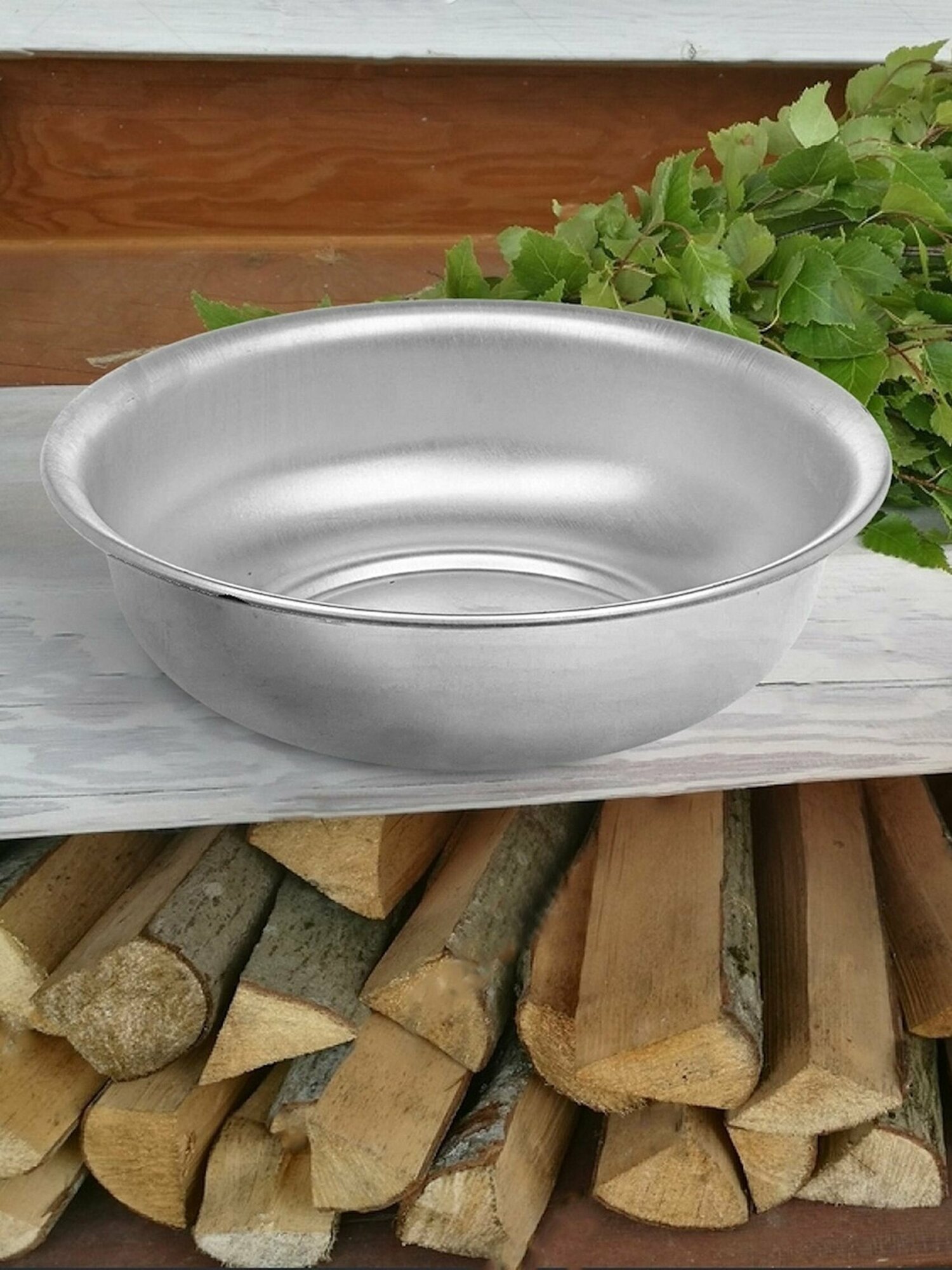 Таз пищевой алюминиевый 33л для бани, таз из матового алюминия круглый для варки варенья из ягод и овощей дома, на даче