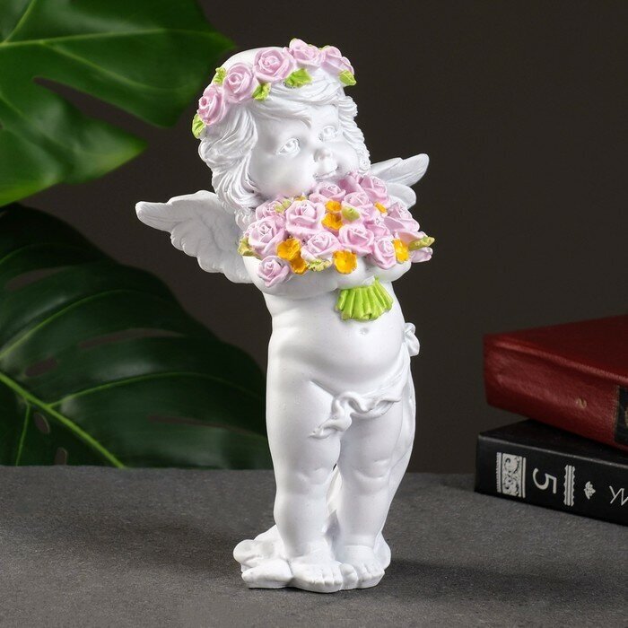 Фигура «Ангел с розами», 13×9×22 см