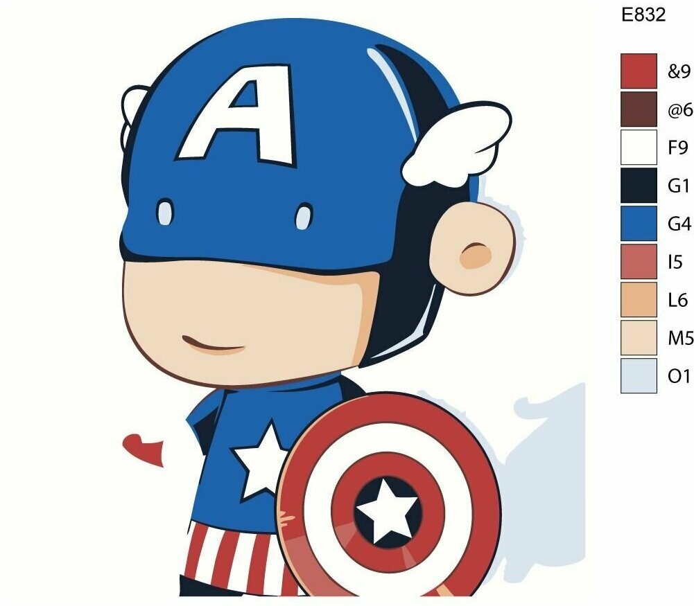 Детская Картина по номерам E832 "Капитан Америка" 30x30