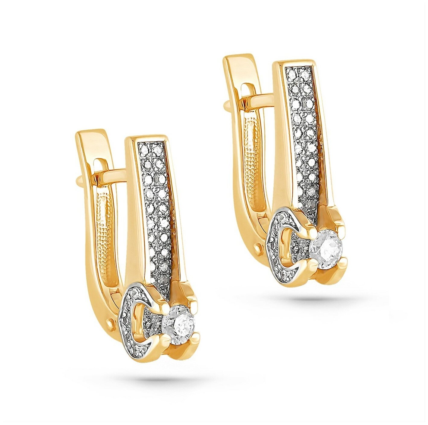 Серьги, желтое золото, 585 проба, бриллиант