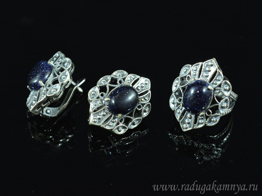 Серьги, авантюрин