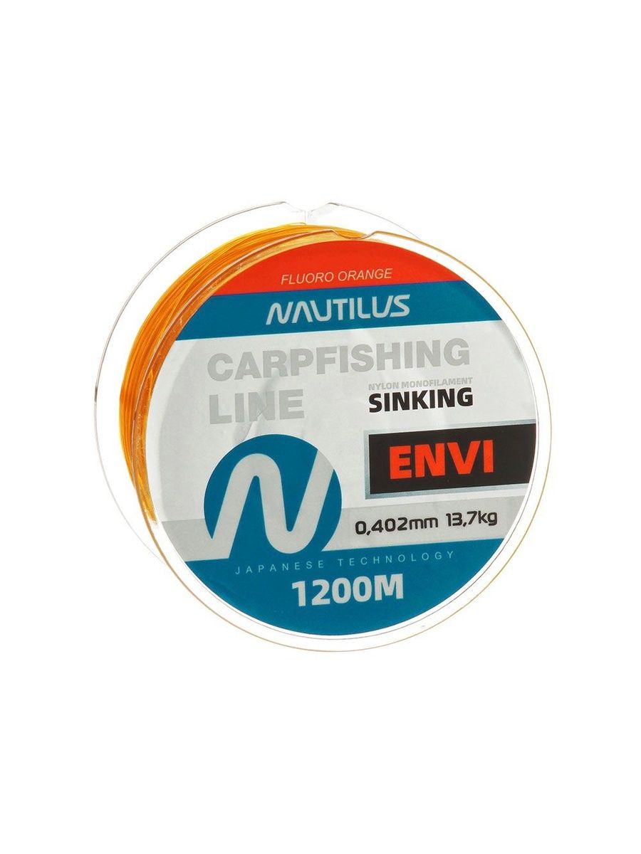 Леска карповая Nautilus Envi Fluoro Orange 0,286мм,7,1кг, 1200м.
