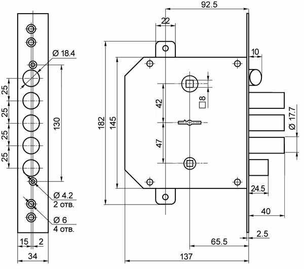 Замок врезной Border 77404-ЗВ9-6, цвет хром