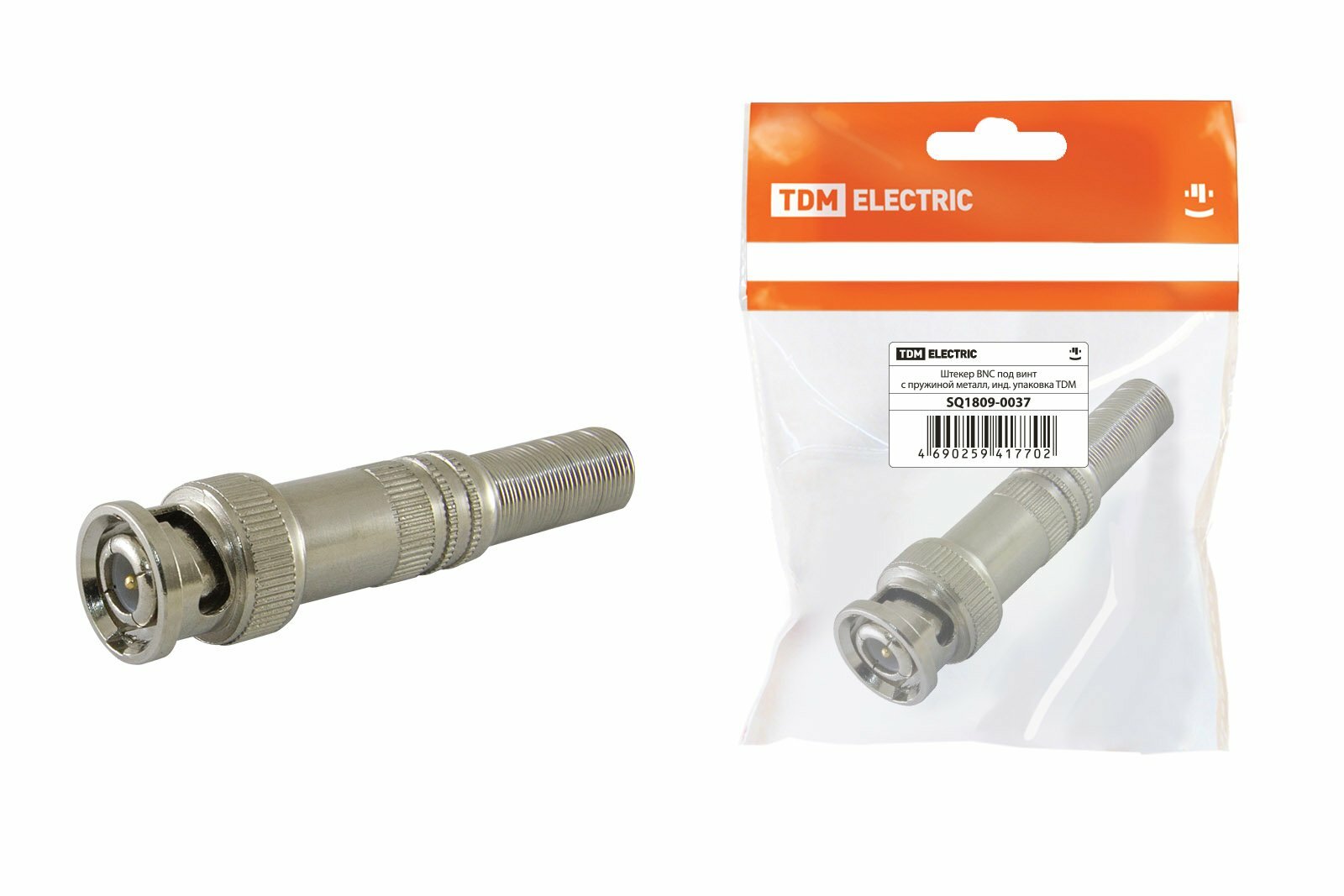 Штекер TDM BNC под винт с пружиной металл, инд. упаковка {SQ1809-0037} (1 шт)