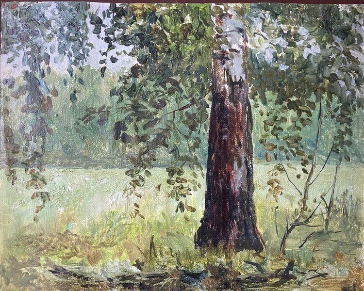 ART-Salon at Oktyabrskaya картина "Березка", 22х29 см; холст, масло; авторская работа