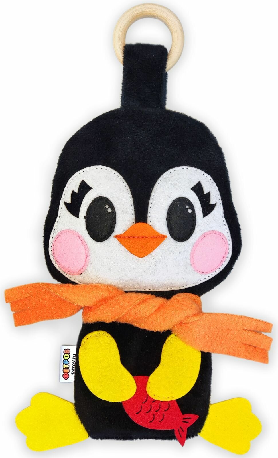 Развивающая игра "Шуршалка. Пингвин", мягкая тактильная игрушка для малышей, 310х140х6 мм