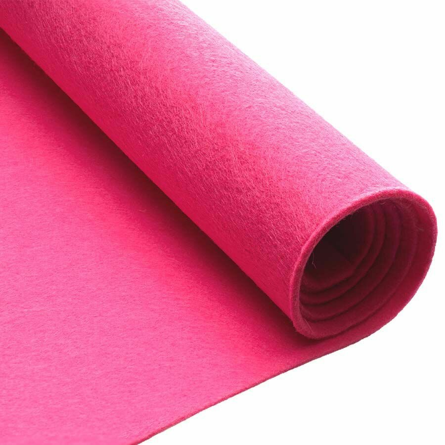 Фетр однотонный твердый 3 мм в рулоне 100 х 100 см, яркий розовый С21, плотность 450 г/м2