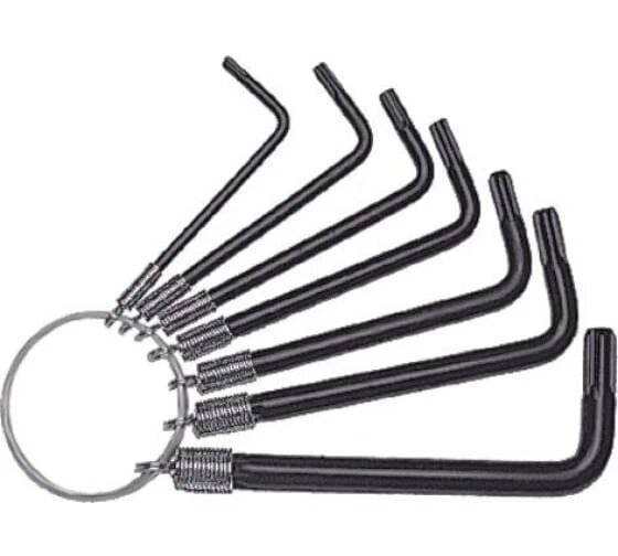 Набор шестигранных ключей ( 8 предметов) "KURS" (звездочка, на кольце, Т5-Т20)