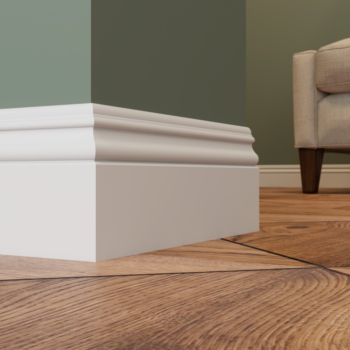 Плинтус Ultrawood BASE 5271, ЛДФ-декор, влагостойкий, ударопрочный, 2м, под покраску, 1 шт. — фото 1