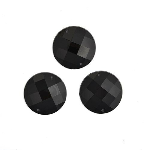Стразы пришивные пластиковые 12 мм круг цв. черный упак.50 шт