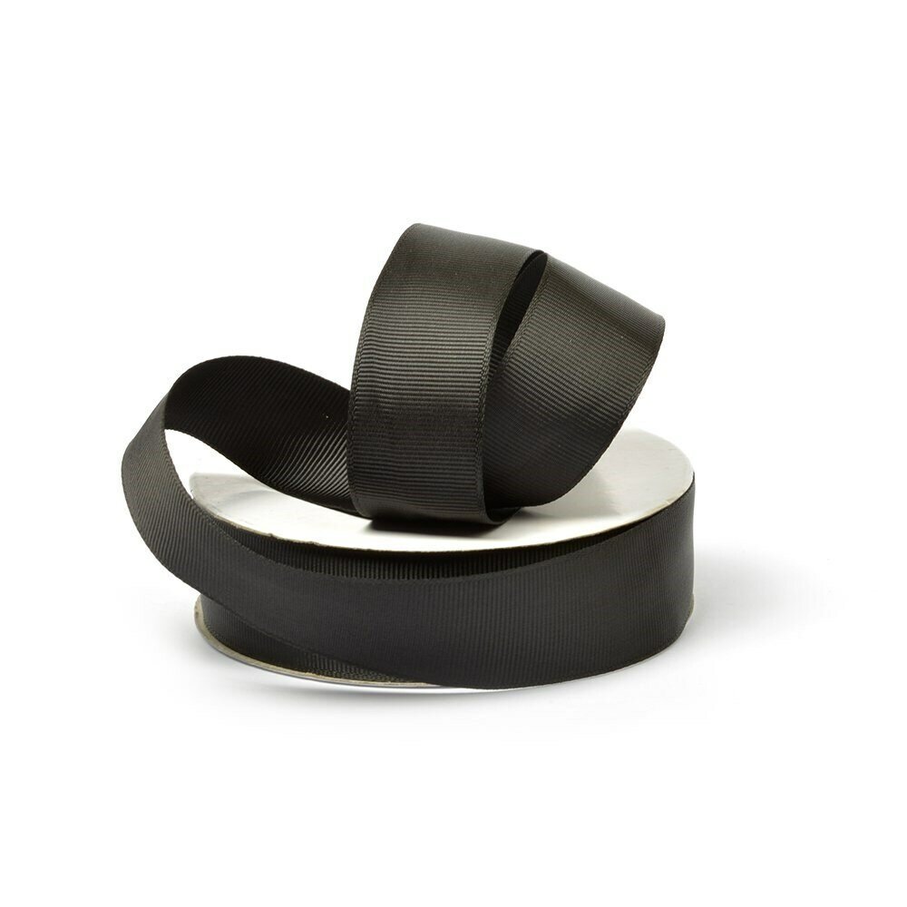 Лента репсовая 2,5 см (25мм) цв. черный упак.27,4 м