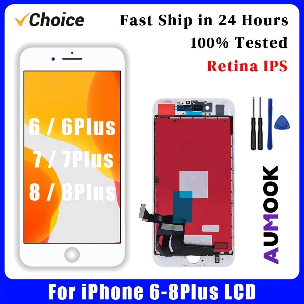 Retina IPS ЖК-дисплей для iPhone 6 6s 7Plus 8Plus ЖК-дисплей с сенсорным экраном For iPhone 6S Black
