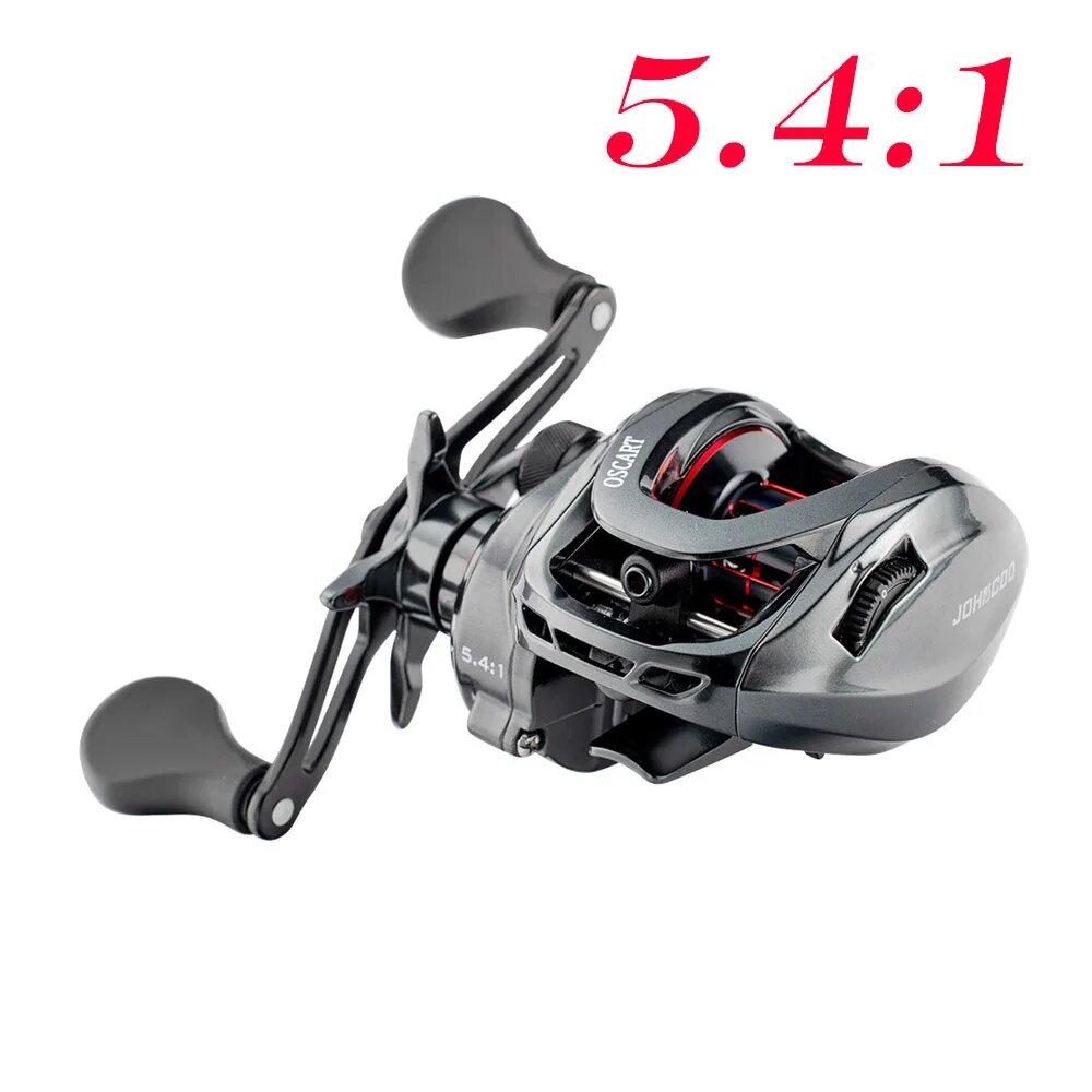 JOHNCOO Рыболовная катушка Baitcasting 7.1:1 5.4:1 Серый, Левая рука, 5.4