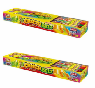 Мармелад Канди Клаб Crazy Gummy Crazy Belt Кислые ремешки Тутти-фрутти, 15 гр, 54 шт, 2 уп
