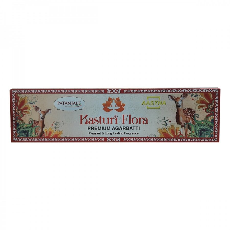 Aastha KASTURI FLORA Premium Incense Sticks, Patanjali (Аастха кастури флора премиальные благовония, Патанджали), 20 палочек.