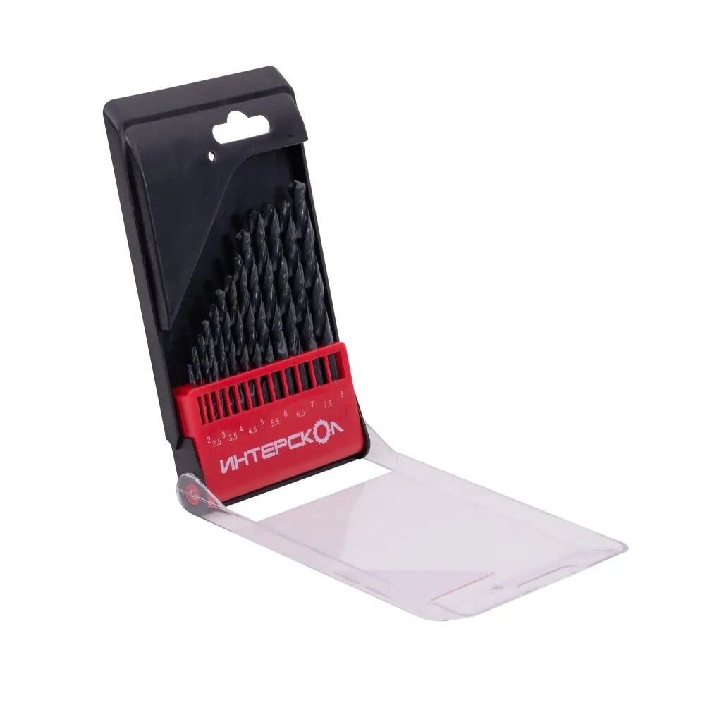 Набор сверл по металлу ИНТЕРСКОЛ, из быстрорежущей стали HSS-R, 2-8 мм, 13 шт, 18201.013