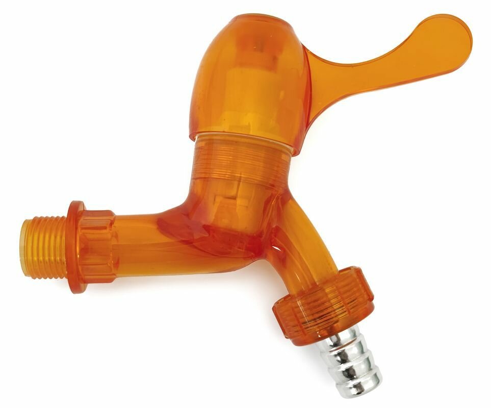 Кран пластиковый 1/2 со штуцером для бочки, водоразборный садовый для полива