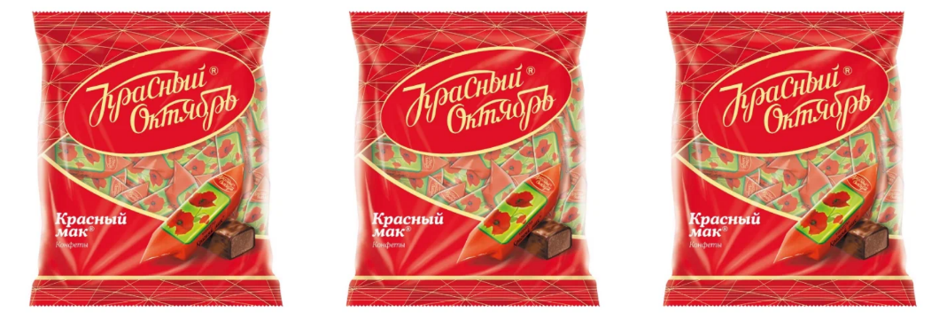 Шоколадные конфеты Красный Октябрь, Красный мак, 250 гр, 3 шт