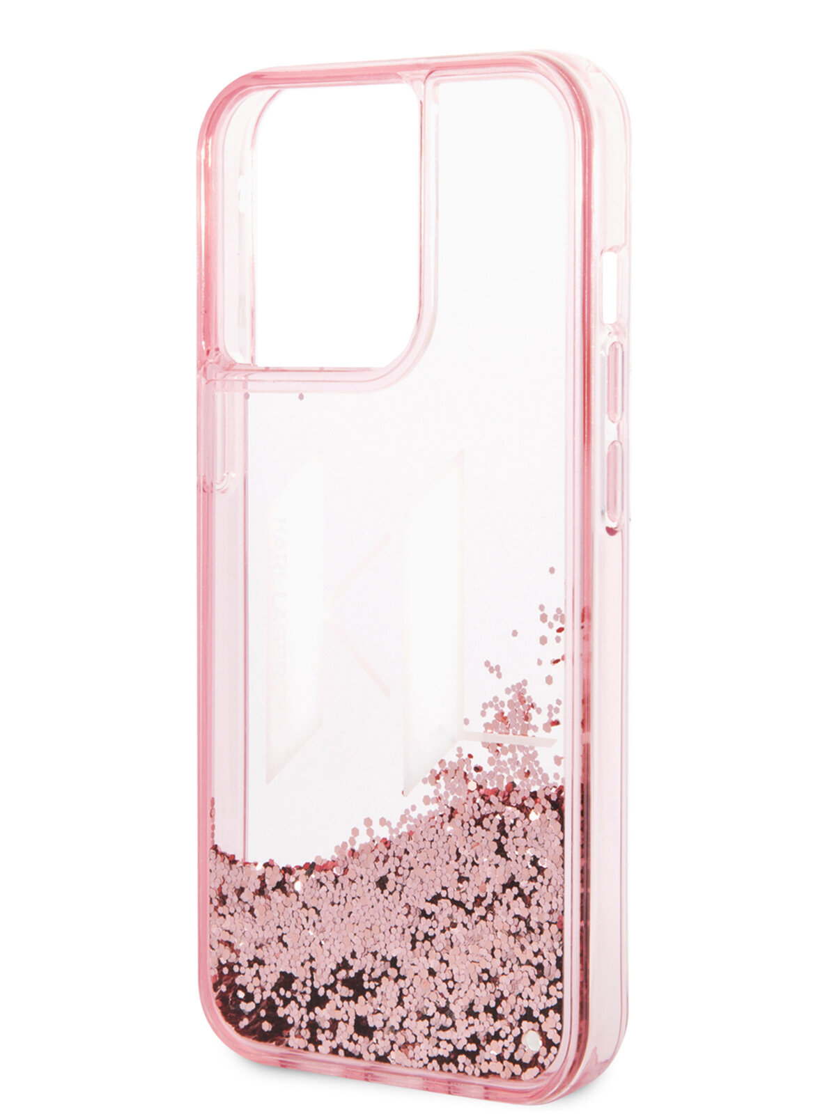 Lagerfeld для iPhone 14 Pro Max чехол Liquid glitter Big KL logo Hard Pink