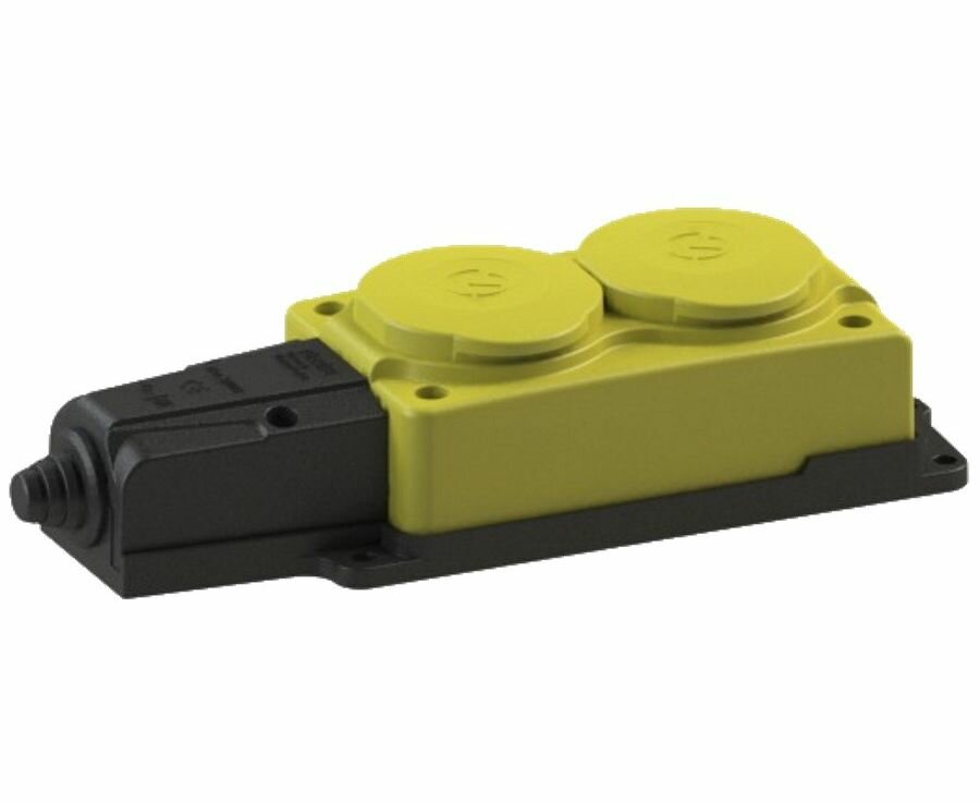 NE-AD колодка ОУ двойная 2 гн. с загл. каучук 2P+PE 1x16A 220-240V IP54 желтый 4152