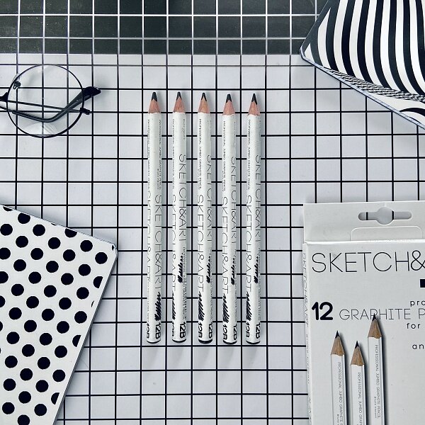 Карандаш чернографитовый "Sketch&Art. Jumbo" 12В, 4 MM Набор 12 шт.