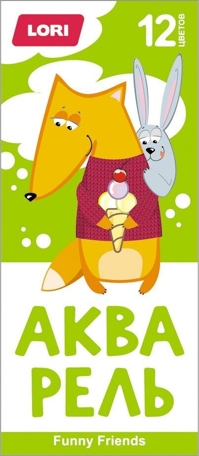 Акварельные краски LORI "Funny Friends", 12 цветов, без кисти