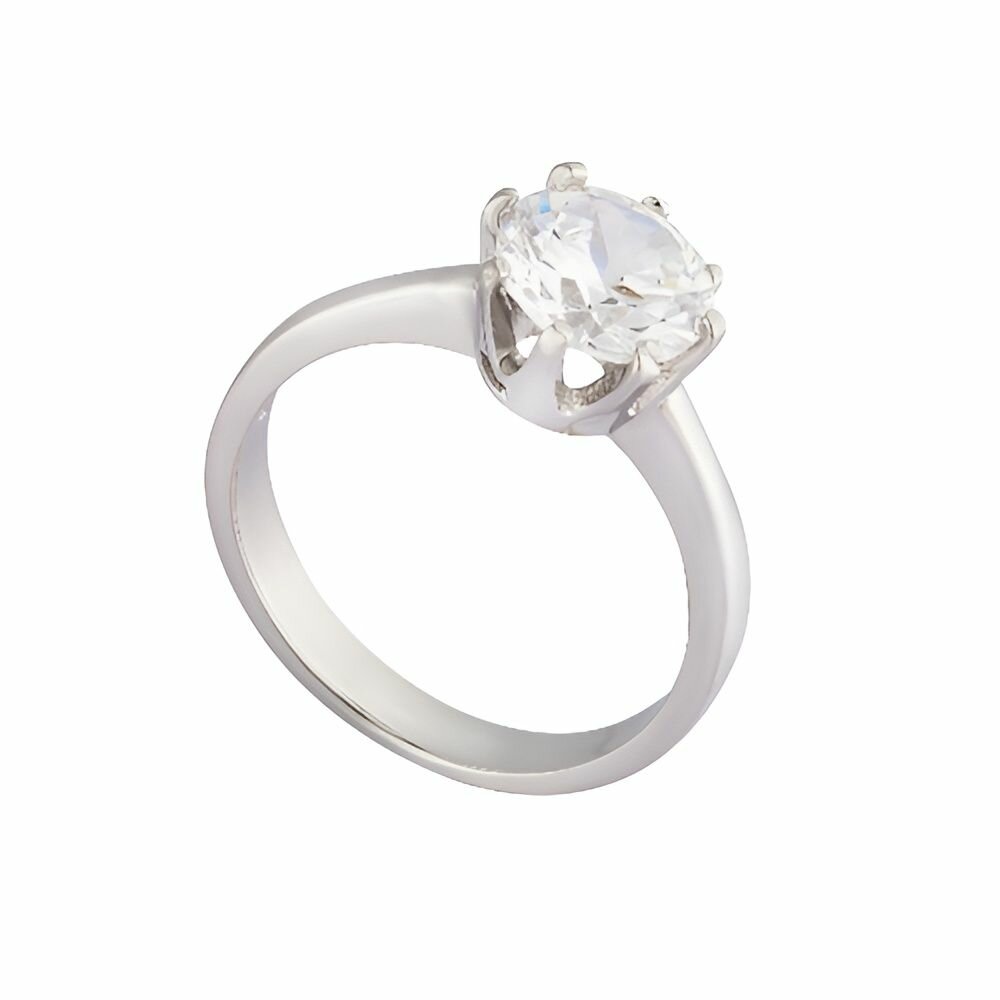 Кольцо тонкое, серебро, 925 проба, родирование, фианит