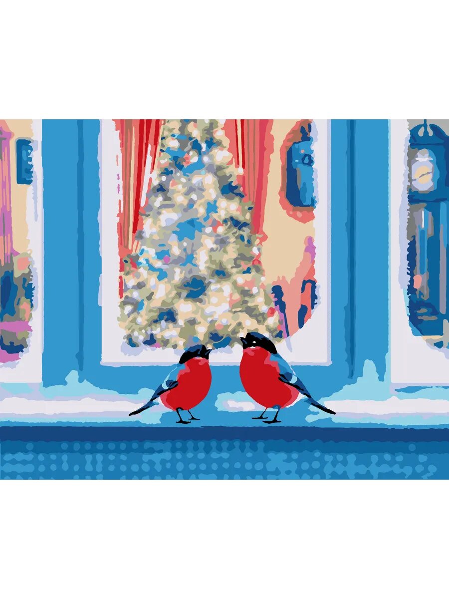 Картина по номерам Снегири 40х50 см