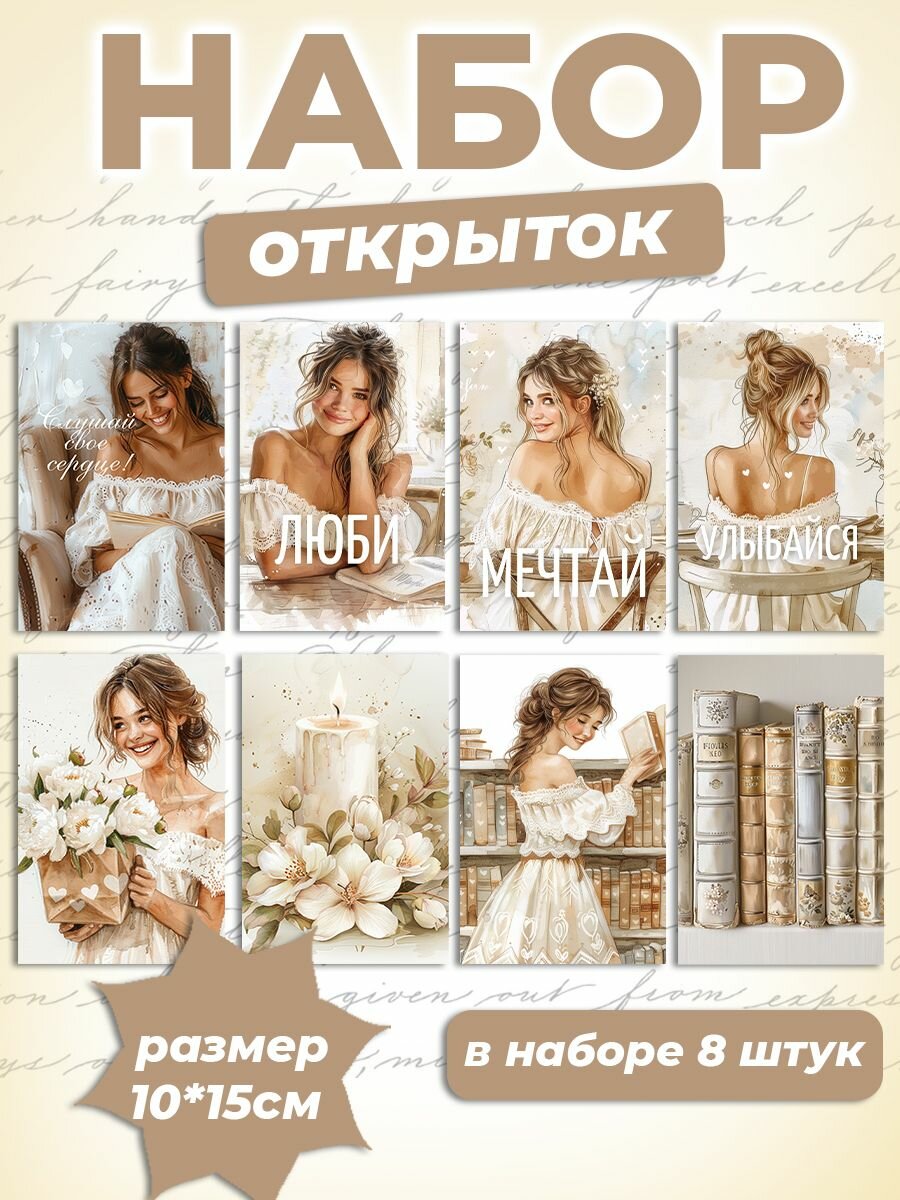 Открытки набор 8 шт 10х15 см