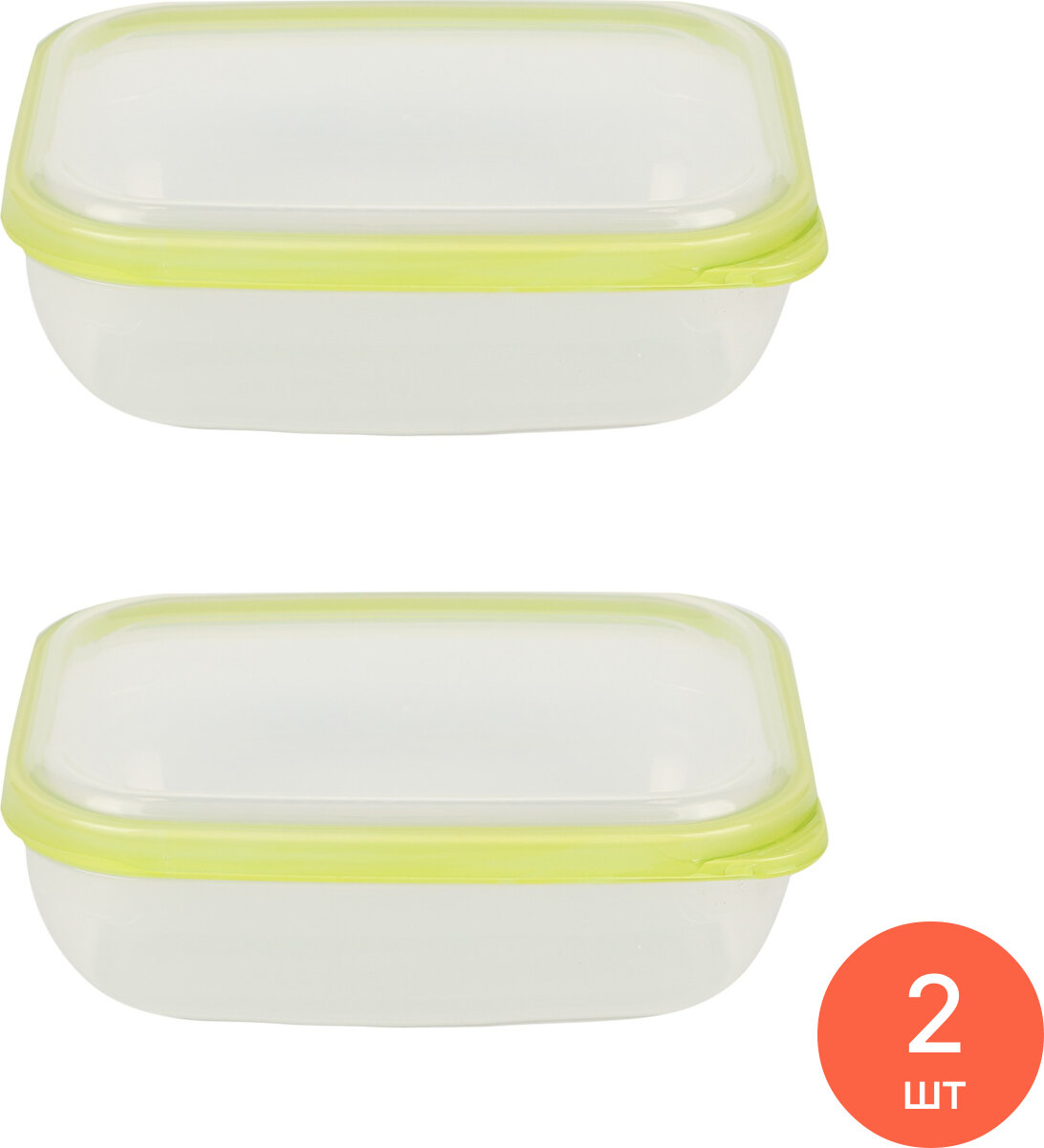 Контейнер для хранения продуктов Полимербыт Премиум для СВЧ пластиковый с крышкой прозрачный объем 0.5л / емкость герметичная (комплект из 2 шт)