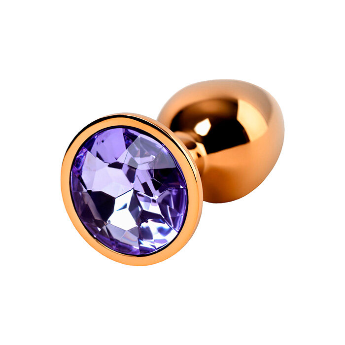 Анальная пробка PinkRabbit Ivy металлическая с фиолетовым кристаллом, размер M, розовое золото PinkRabbit Анальная пробка PinkRabbit Ivy металлическая с фиолетовым кристаллом, размер M, розовое золото