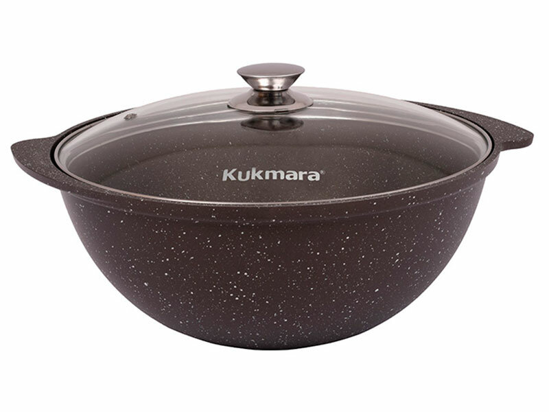 Казан для плова Kukmara 4.5 л, со стеклянной крышкой, кофейный мрамор (кмк47а)