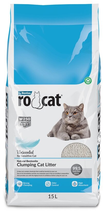 Ro Cat Комкующийся наполнитель без пыли "Натуральный", пакет (Natural) 15л, 12.75кг 12.75 кг
