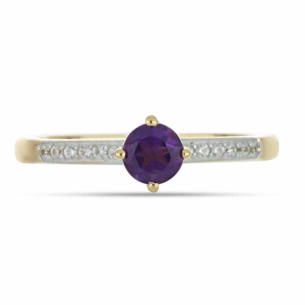 Кольцо, серебро, 925 проба, циркон, аметист