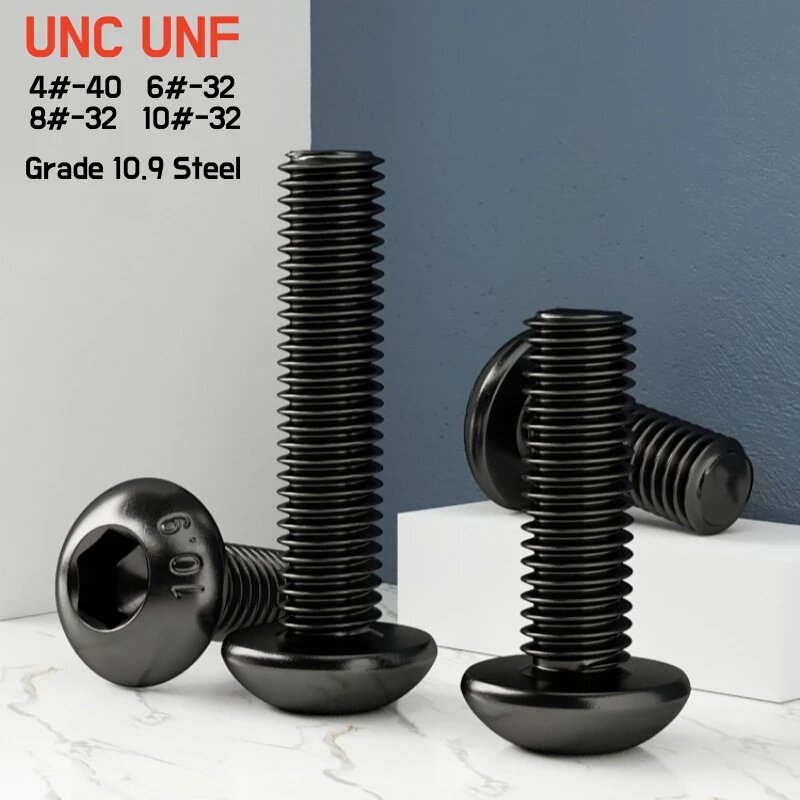 Шестигранные болты UNC 4 #-40 6 #-32 8 #-32 UNF 10 #-32 черные 32, black-20pcs, 5/16"