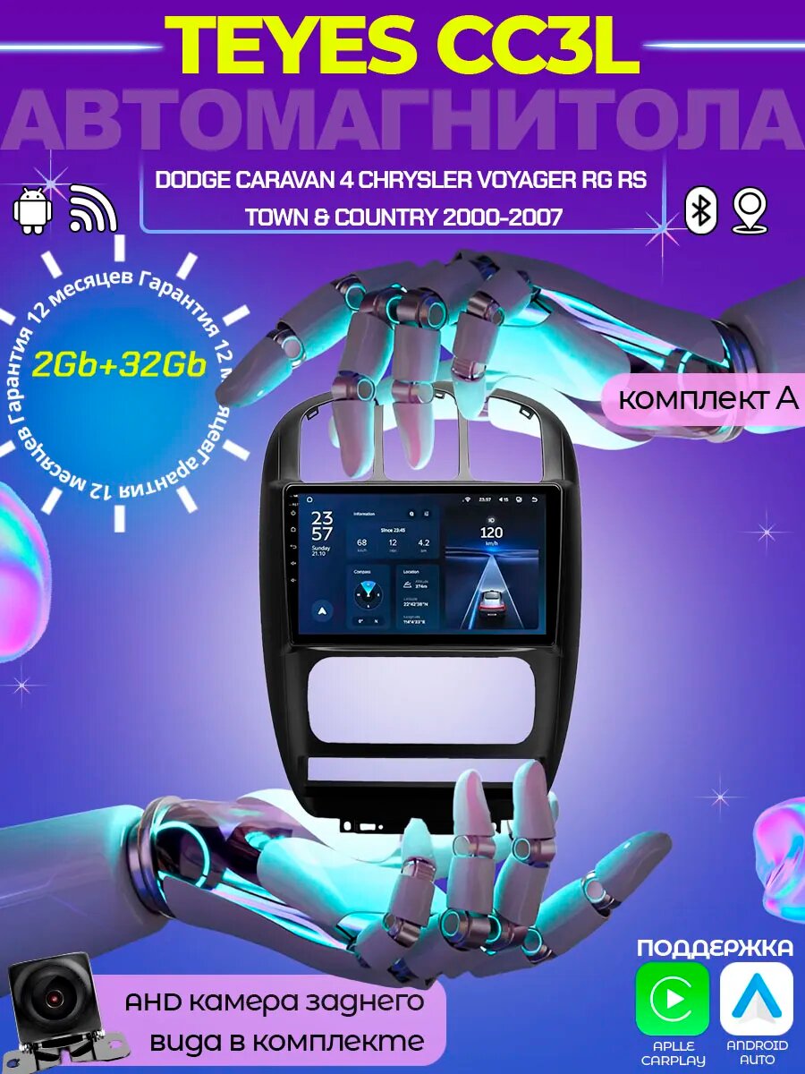 Магнитола Teyes CC3L Dodge Caravan 4 Chrysler 2/32 Gb, Bluetooth, FM/AM, GPS