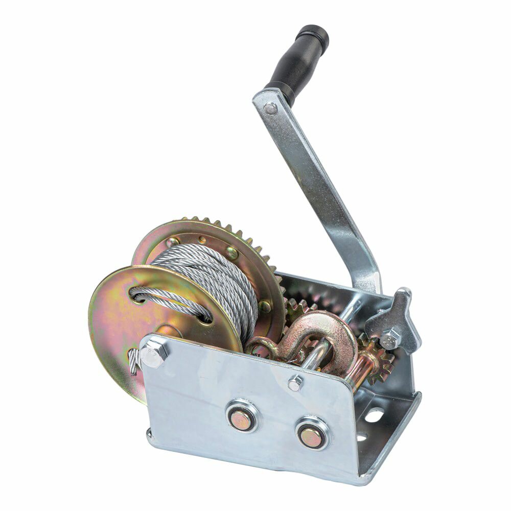 Лебедка ручная барабанная рычажная шестеренчатая до 900 кг для мотоцикла, квадроцикла