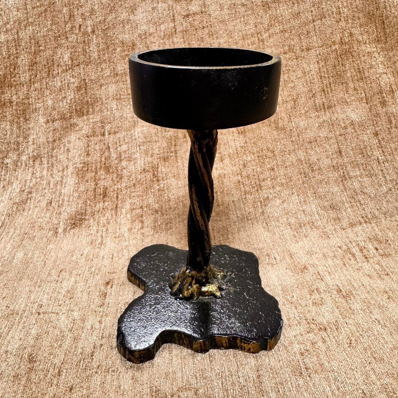 Подсвечник "Ковка", кованая сталь, ручной работы, 12,5 см, золотистый/черный