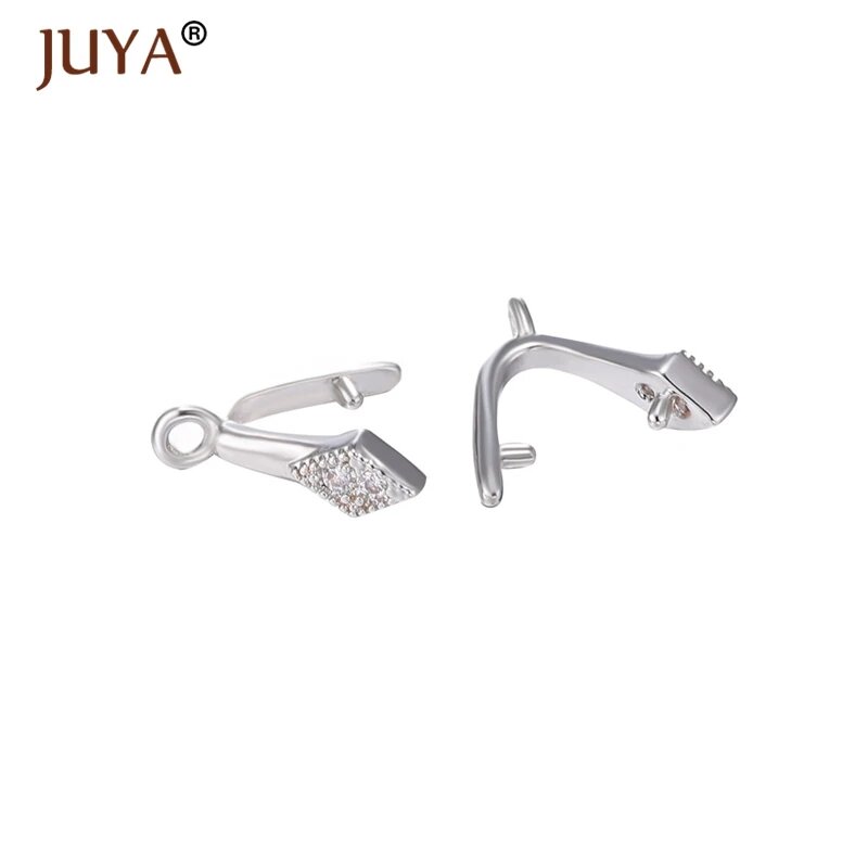 Бейлы из меди с цирконом Juya Серебряный, 4 PCS, silver