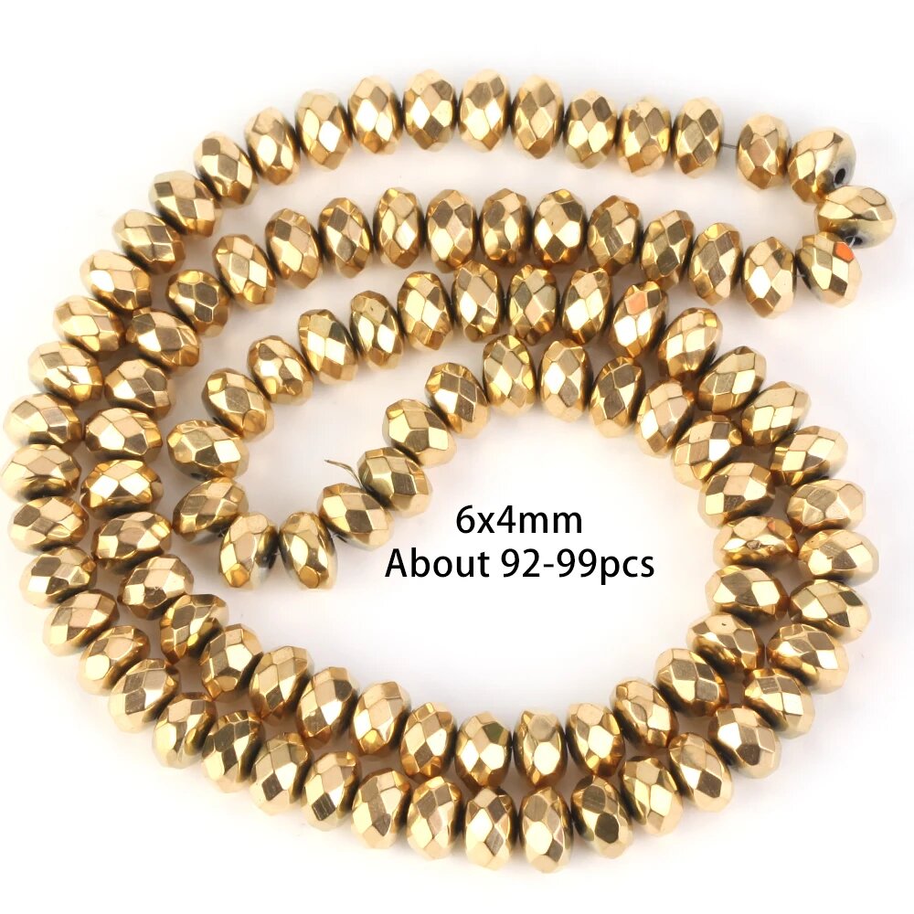 Золотые бусины из гематита Vidasny Faceted Flat Round 3